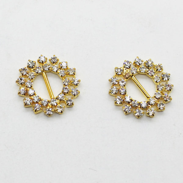 20mm Round Gold Color Rhinestone Buckle – accessories4shoes